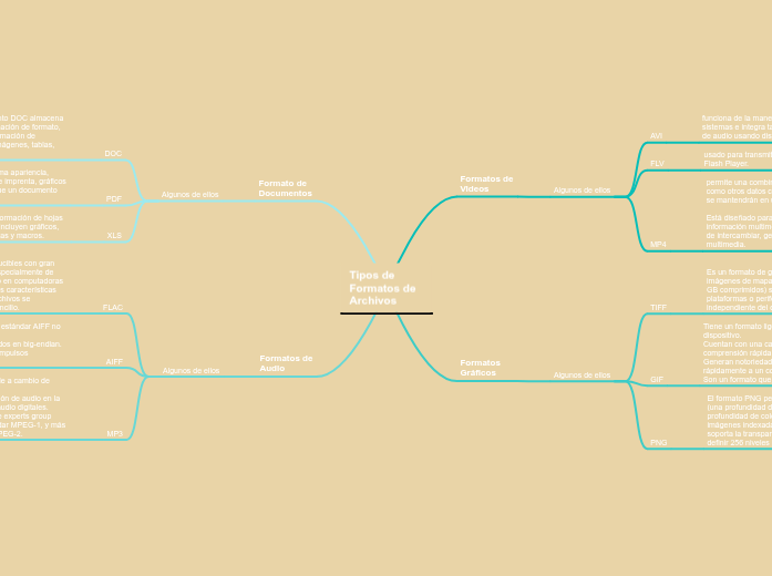 Tipos de Formatos de Archivos - Mind Map